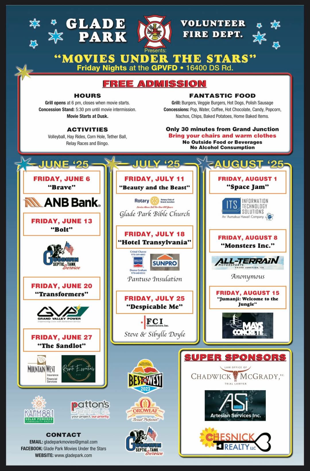 Movies Under the Stars – Glade Park Fire